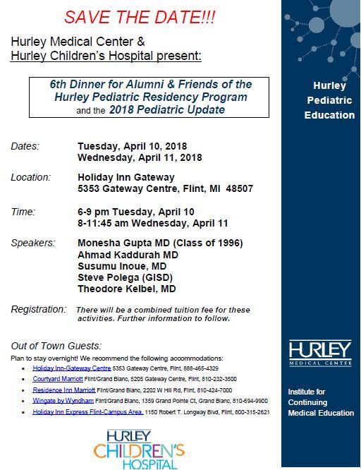 Save the date for pediatric events in 2018 | Hurley Medical Education ...